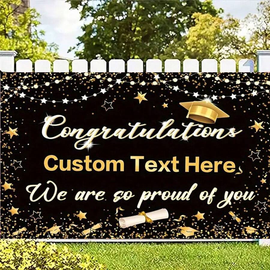 2024 Graduation Photo Booth Background - Elegant Black And Gold ...