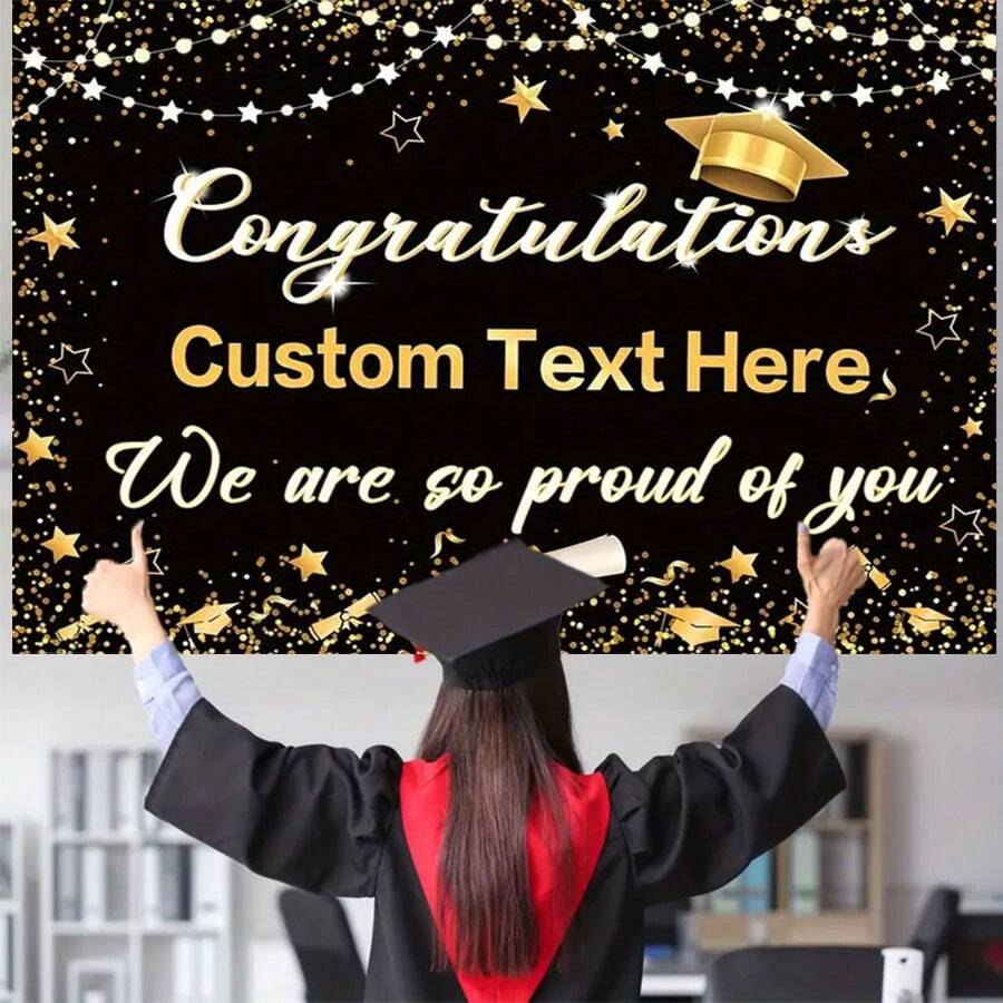 2024 Graduation Photo Booth Background - Elegant Black And Gold ...