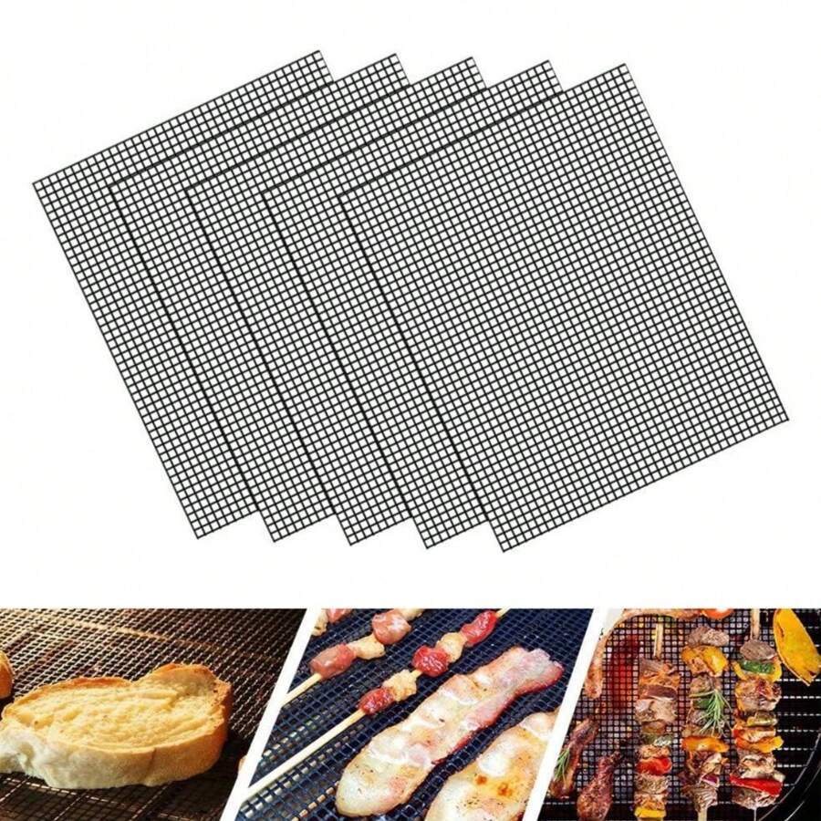 Grill Mesh Mat - Set Of 3/5 Non Stick BBQ Grill Mats, Heavy Duty ...