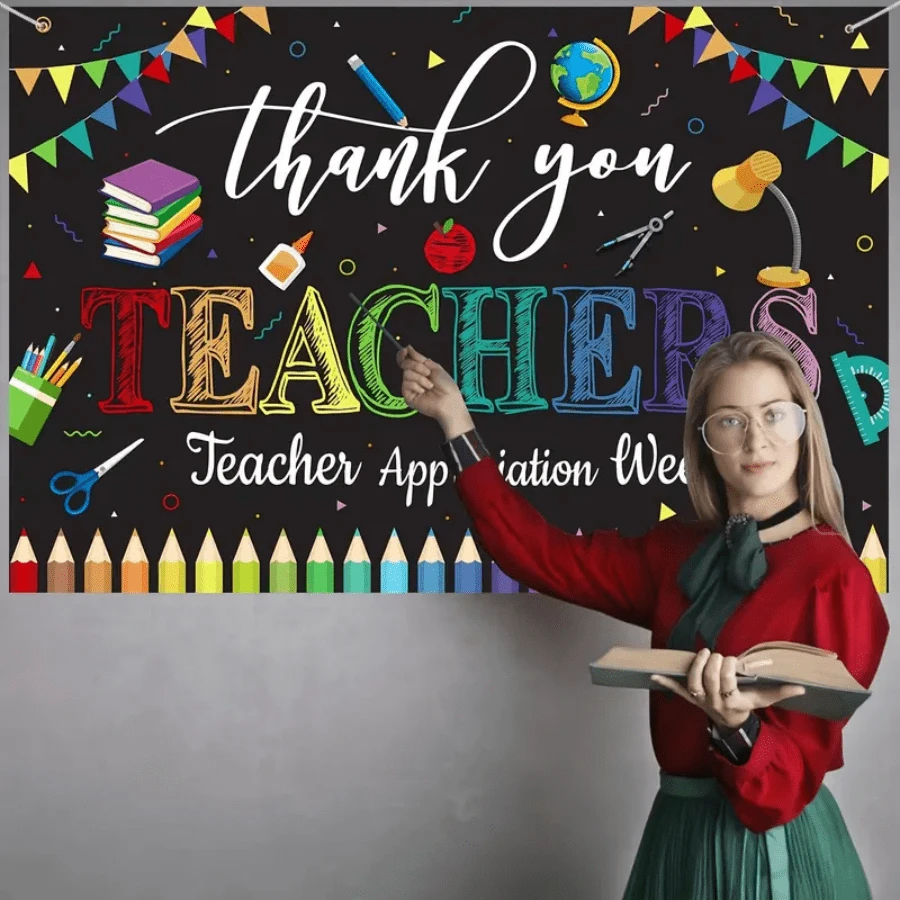 1pc, Thank You Teachers Backdrop Thank You Teachers Classroom Banner ...