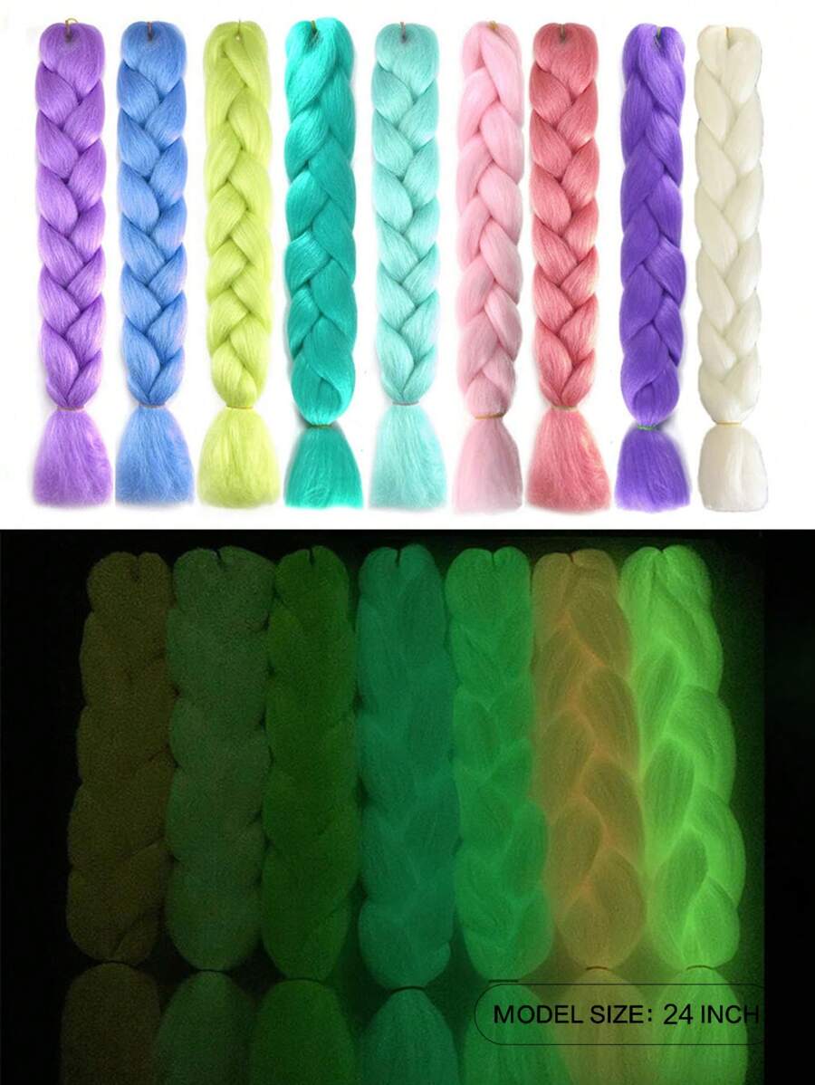 1pc 24 Inches Synthetic Luminous Jumbo Braids Hair Neon Glowing ...