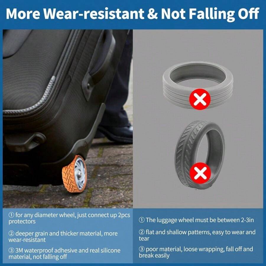 4 Pack Luggage Wheel Covers, Adhesive Silicone Suitcase Wheel Covers ...