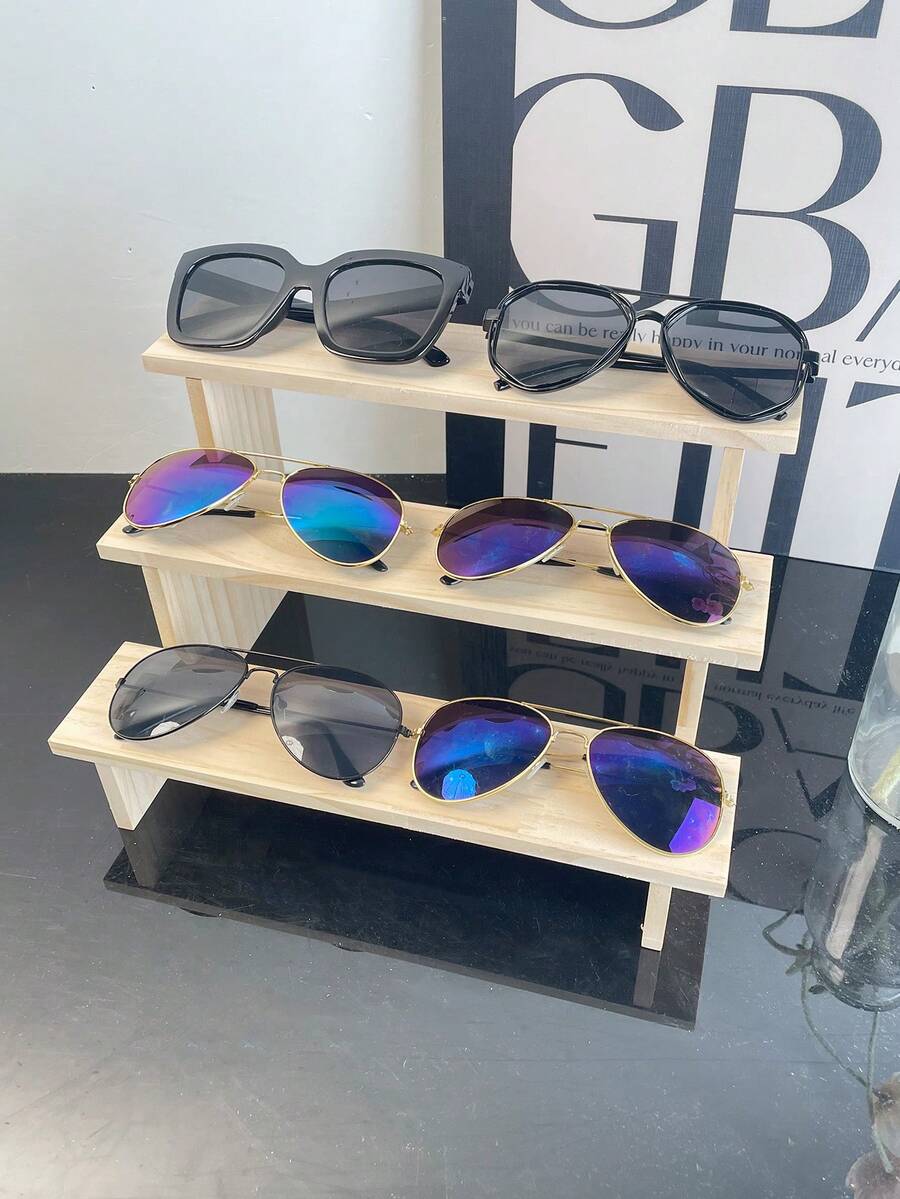 1pc New Wooden 2-5 Layers Stair-Shaped Glasses Storage Rack ...