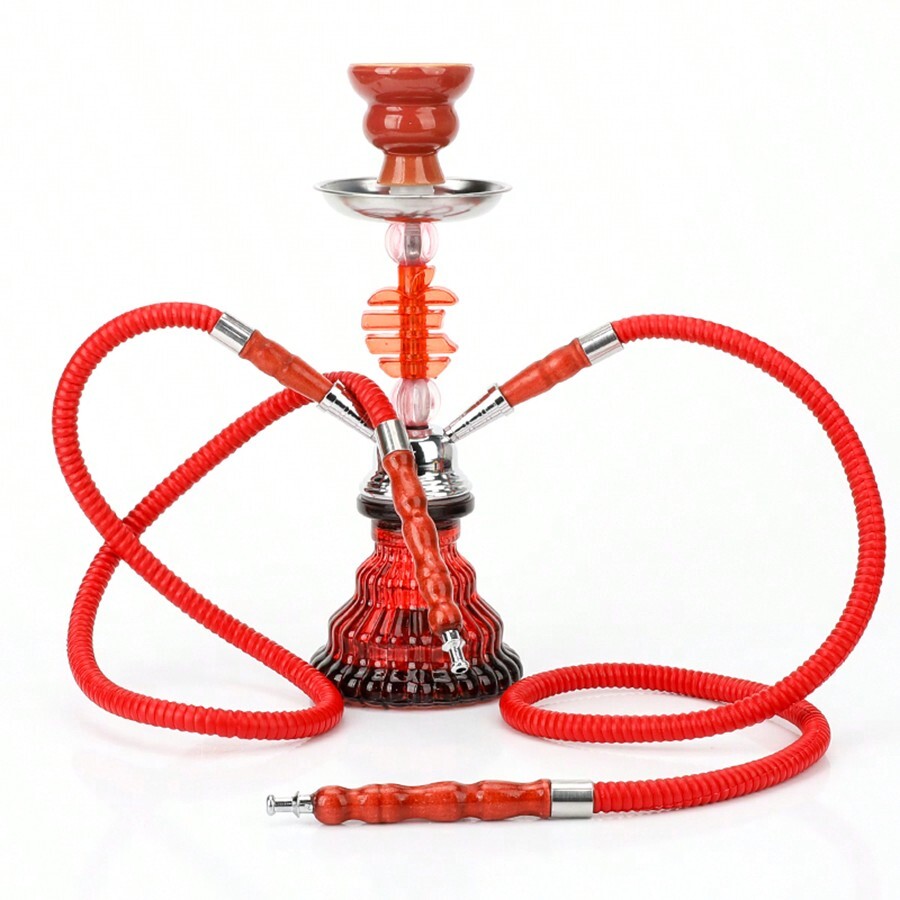 Classic Shisha Hookah Series Small Silver Base Double Hose Hookah Set ...