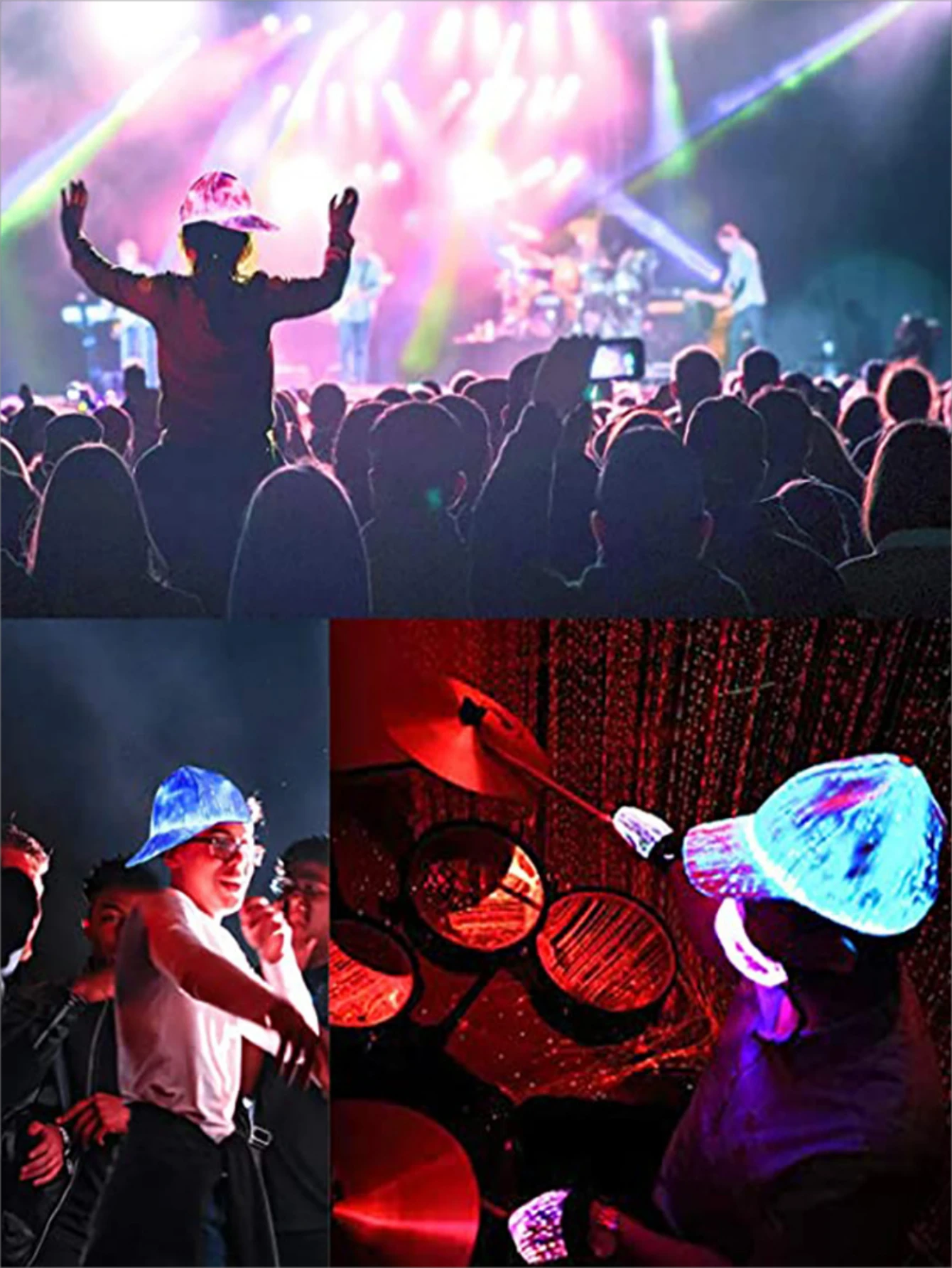 New LED Fiber Optic Light Up Hat, Couple Black And White Light Up ...