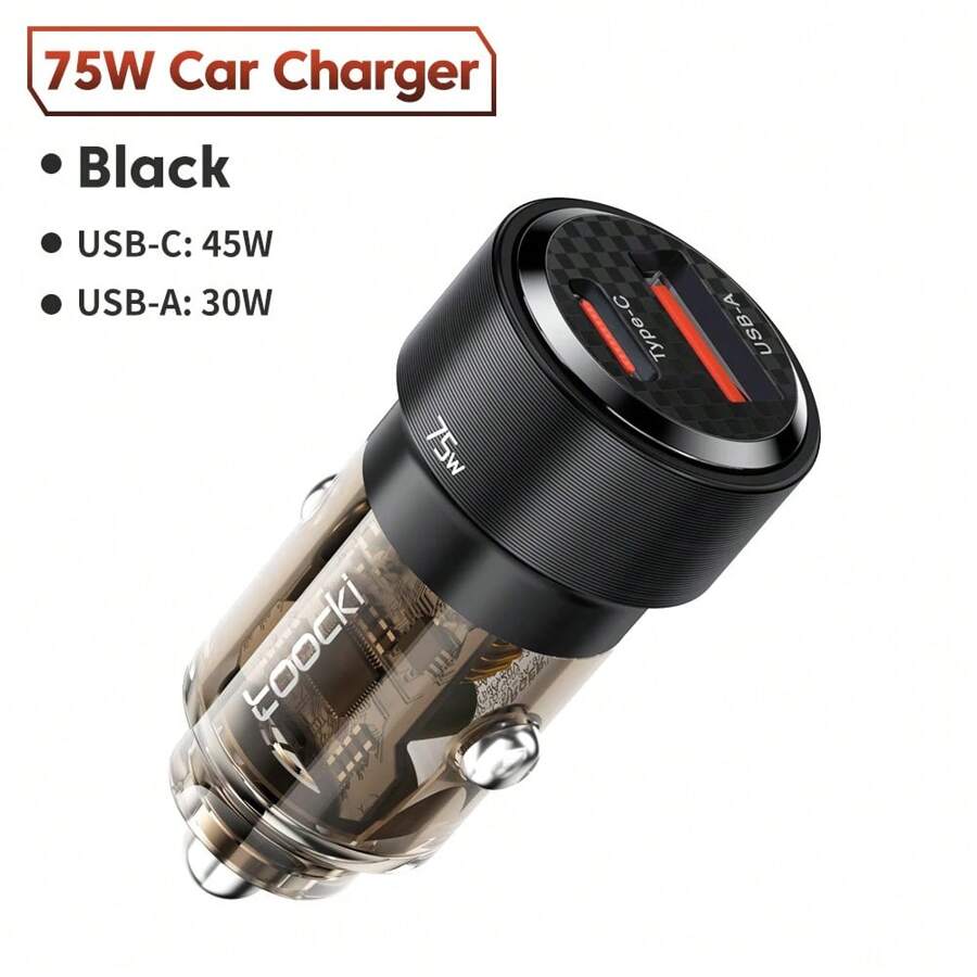 Toocki 75W USB C Car Charger QC3.0 Quick Charge PD Fast USB Type C Car ...