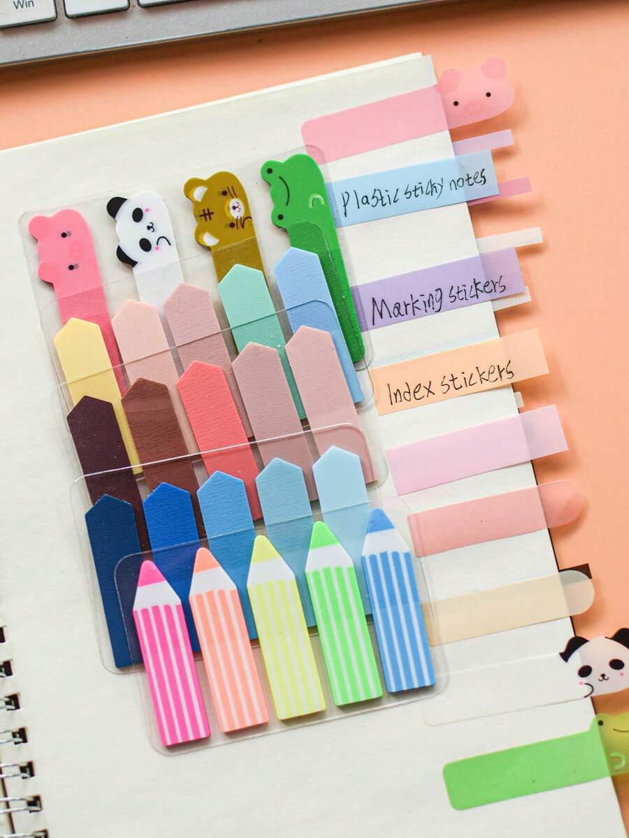 5 Styles Of Plastic PET Sticky Notes, 480 Sheets In Total, Fluorescent ...
