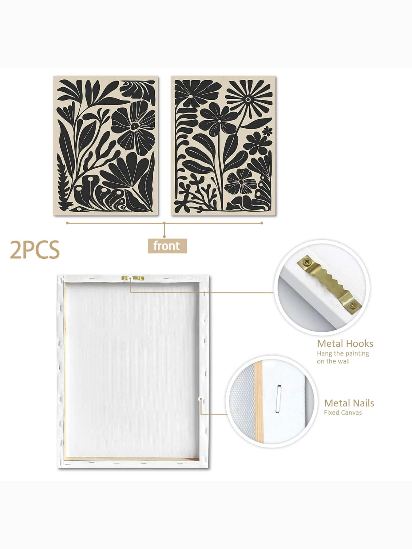 Bohemian Style Abstract Flower & Plant Canvas Wall Art, Vibrant Bedroom ...