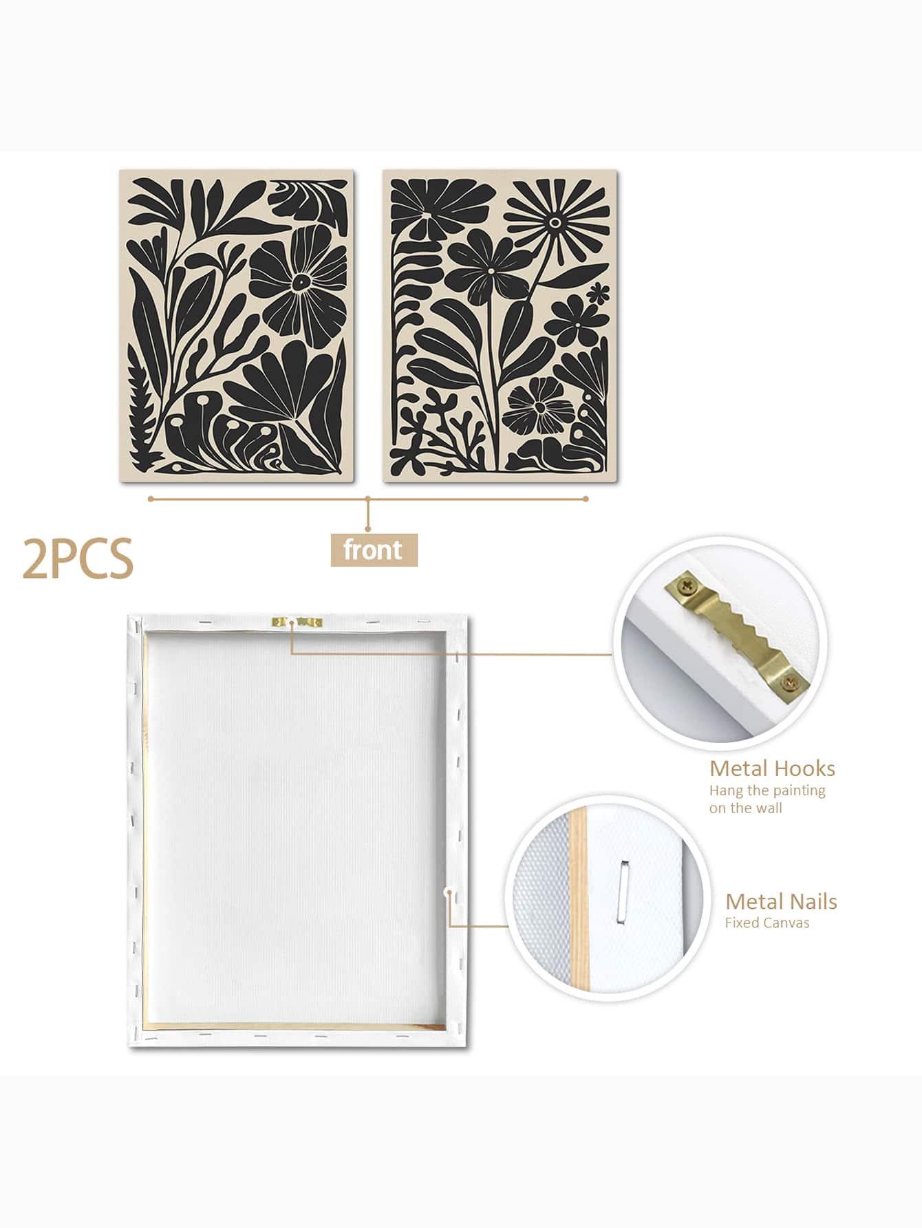 Bohemian Style Abstract Flower & Plant Canvas Wall Art, Vibrant Bedroom ...