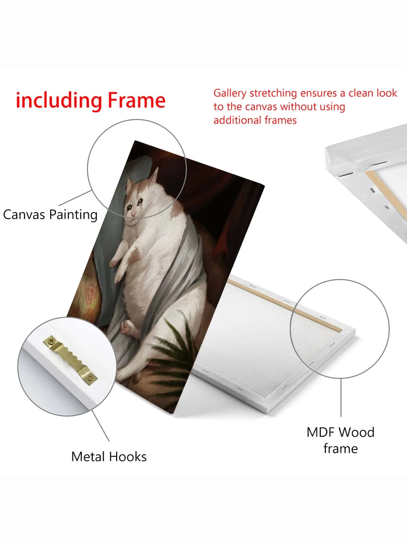 1pc Fat Cat Crying Poster, Funny Canvas Wall Art, Ugly Renaissance Cat ...