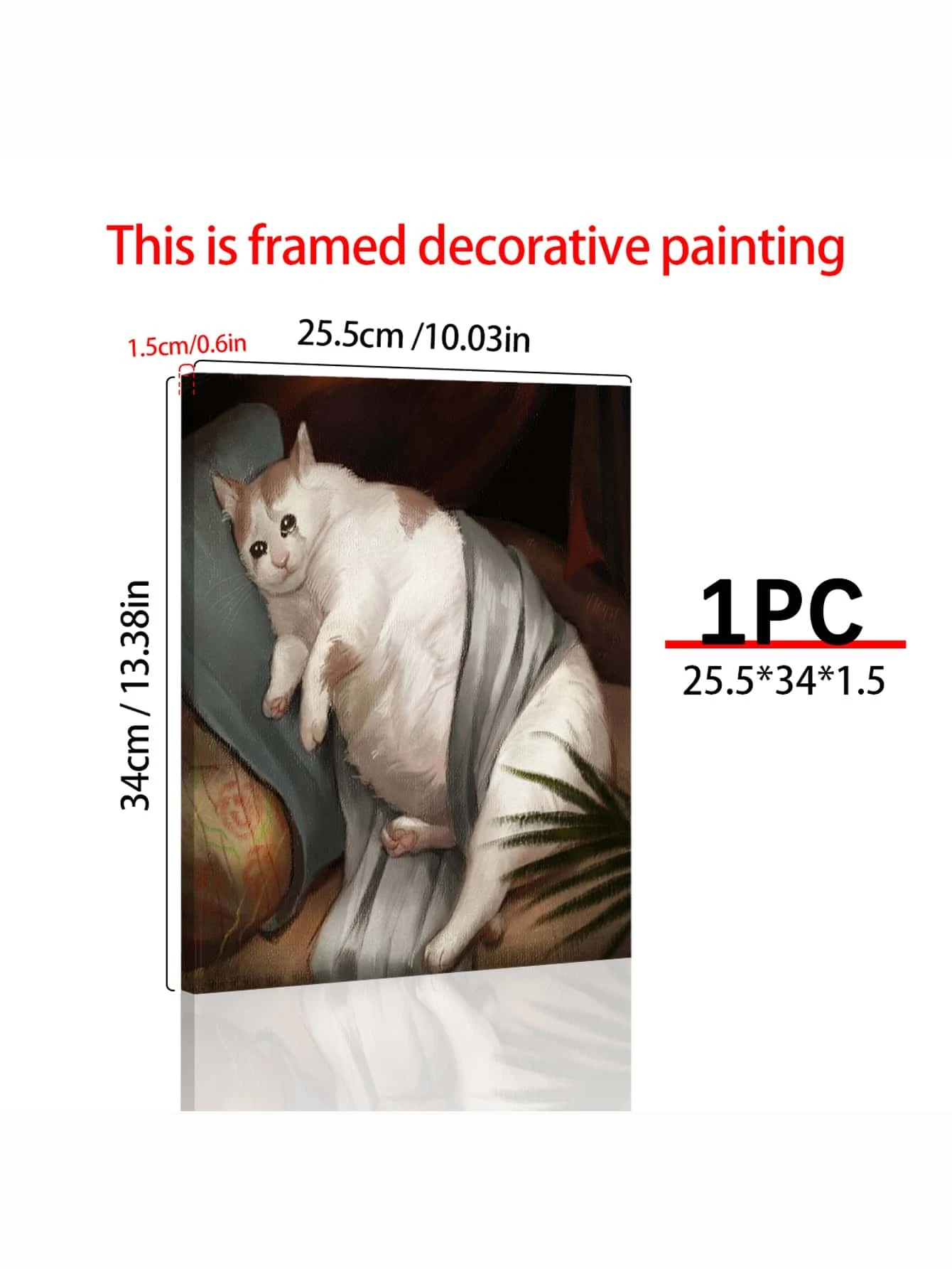 1pc Fat Cat Crying Poster, Funny Canvas Wall Art, Ugly Renaissance Cat ...