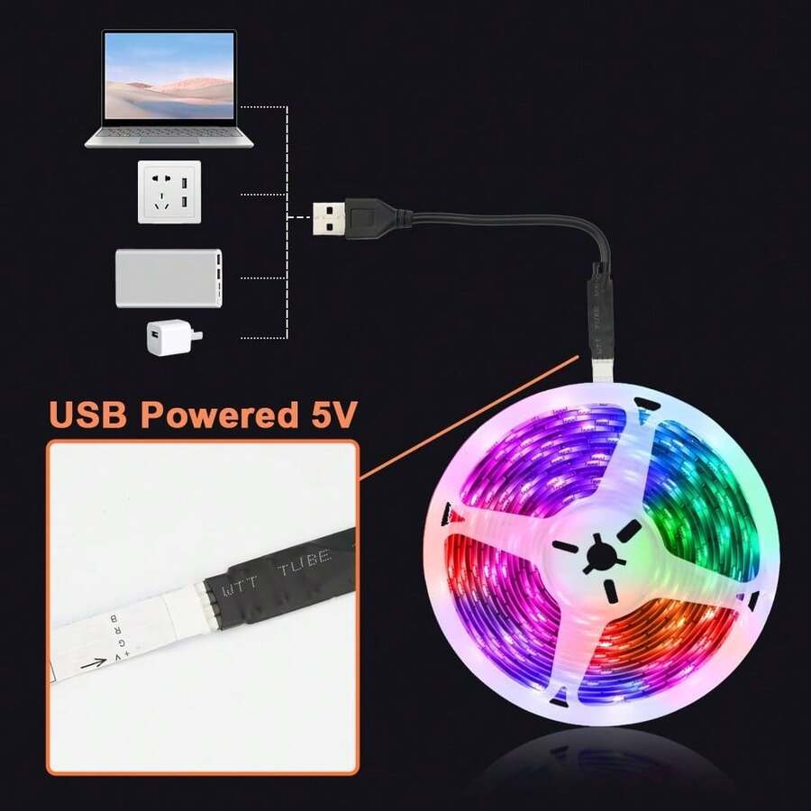 1pc 2 To 20meter LED Light, Usb 5V RGB LED Light, Guest Room Light With Remote Control, Self ...