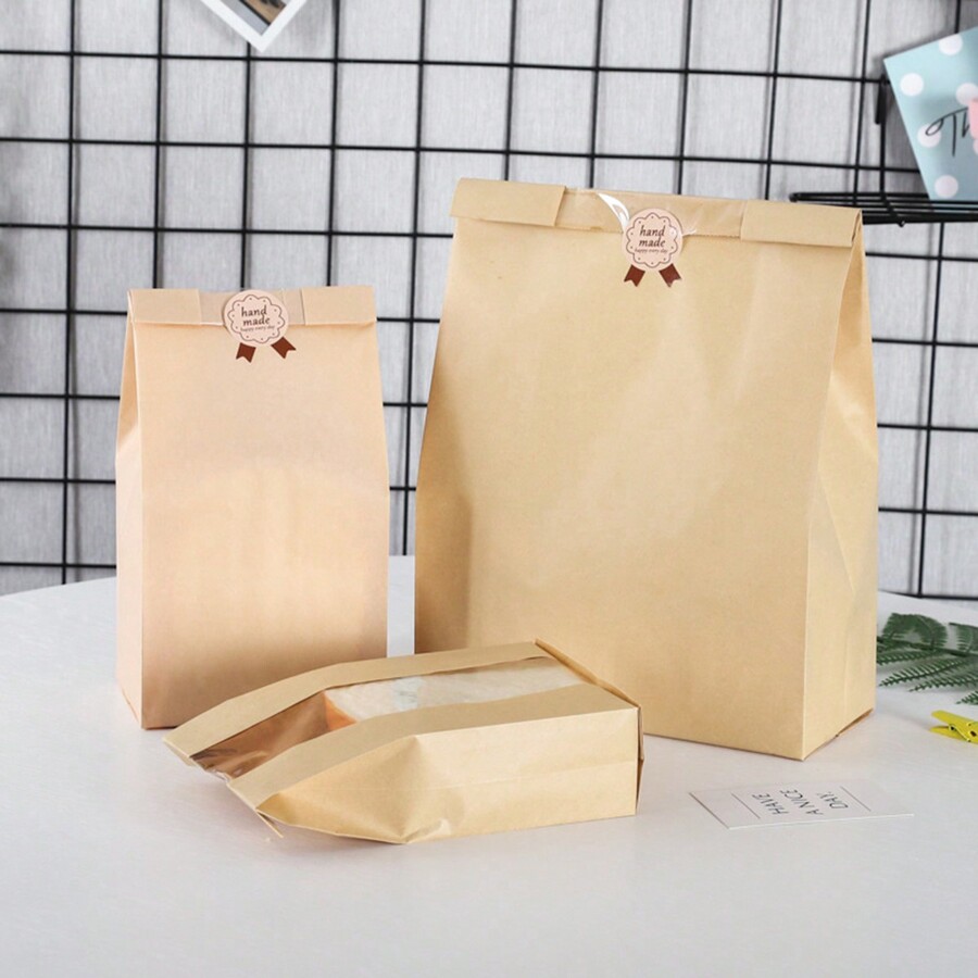 50pcs Toast Bags, Ins-Style Transparent Windowed Food Packaging Bags ...