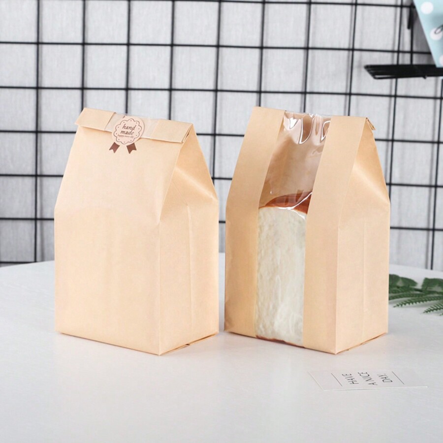 50pcs Toast Bags, Ins-Style Transparent Windowed Food Packaging Bags ...