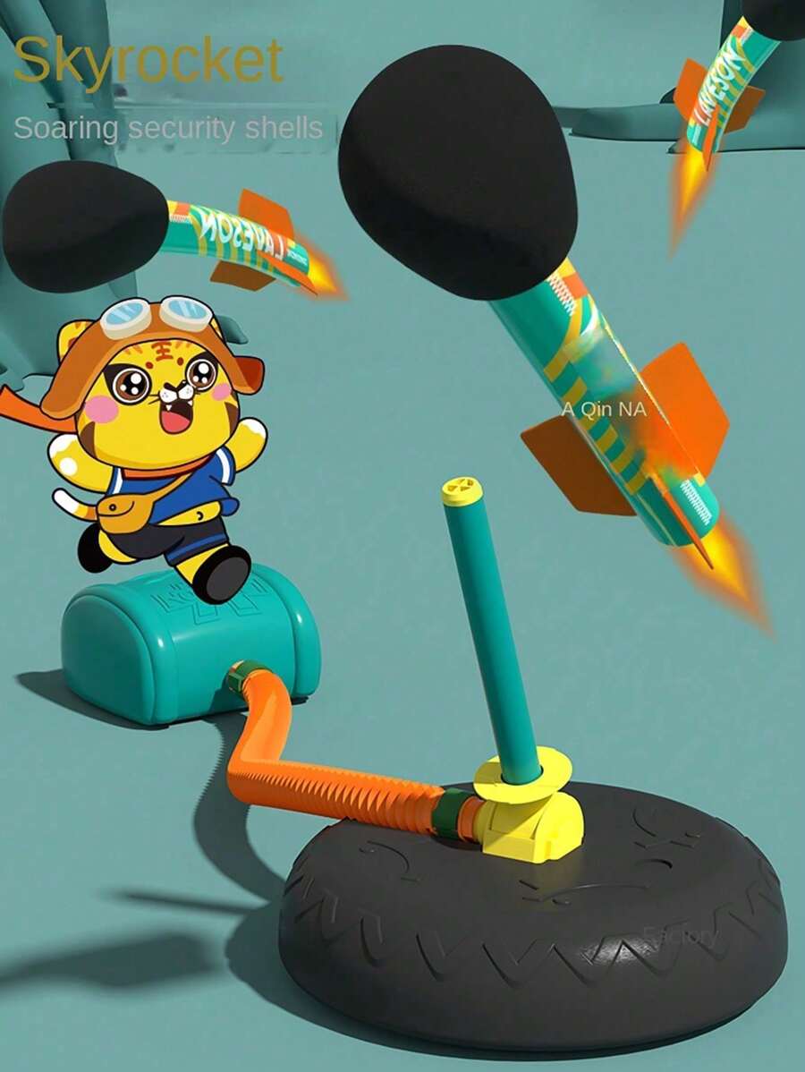 Foot-Powered Light-Up Rocket Launcher Toy For Outdoor Play, Including 1 ...