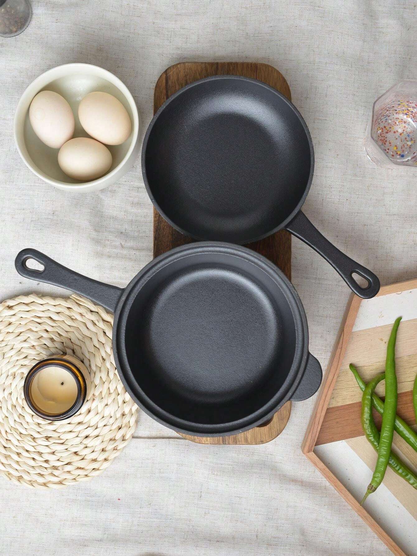Cast Iron Skillet + Lid - 2-In-1 Multi-Cooker - Deep Pot + Frying Pan ...