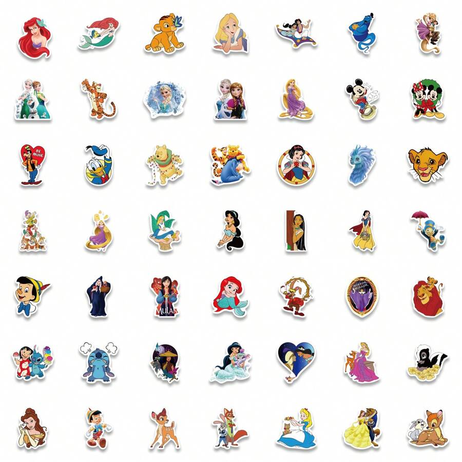 100Pcs Kids Stickers Pack Princess Stickers Cute Cartoon Characters ...