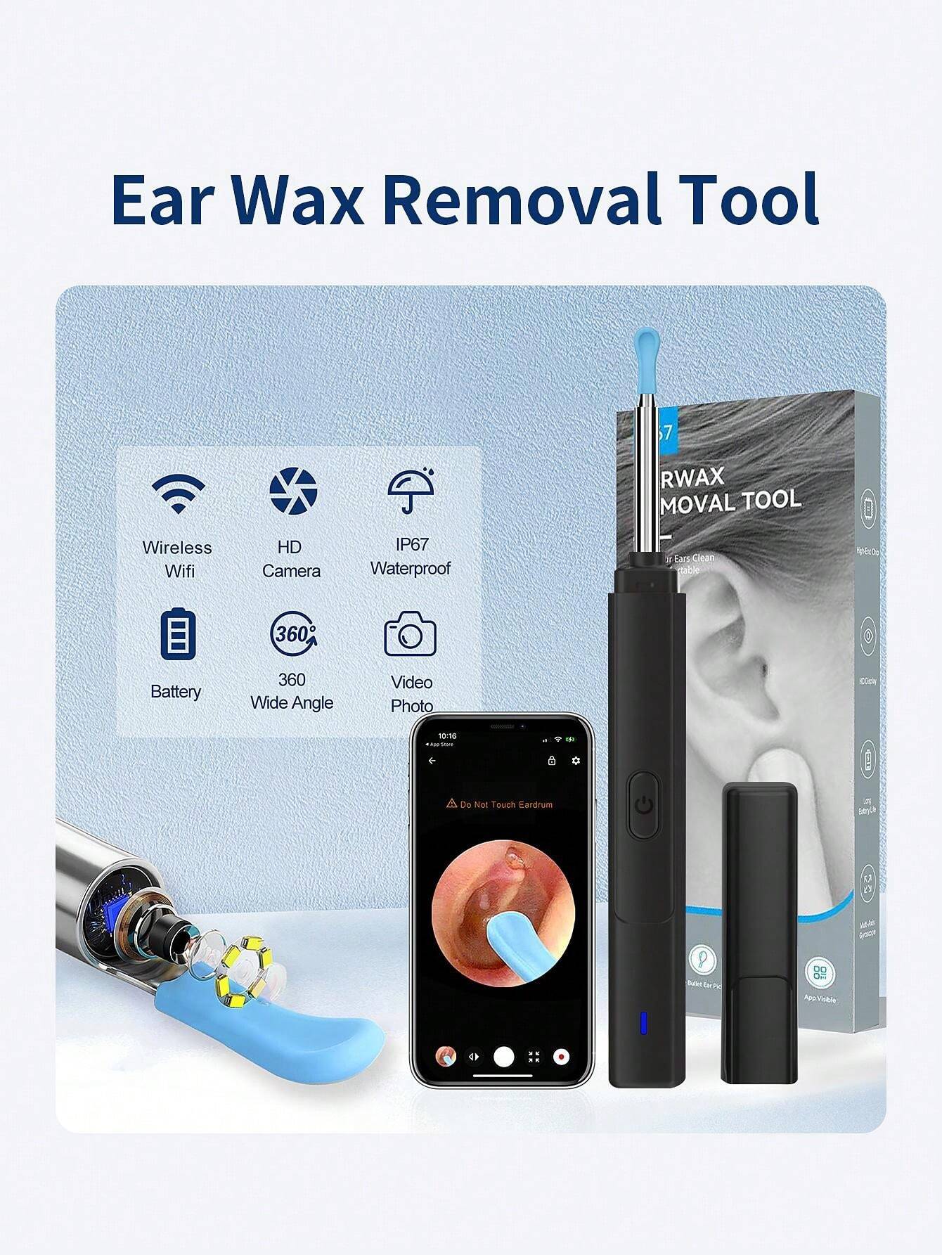 Zichtbare oorpluk met draadloze wifi-verbinding, intelligent high ...