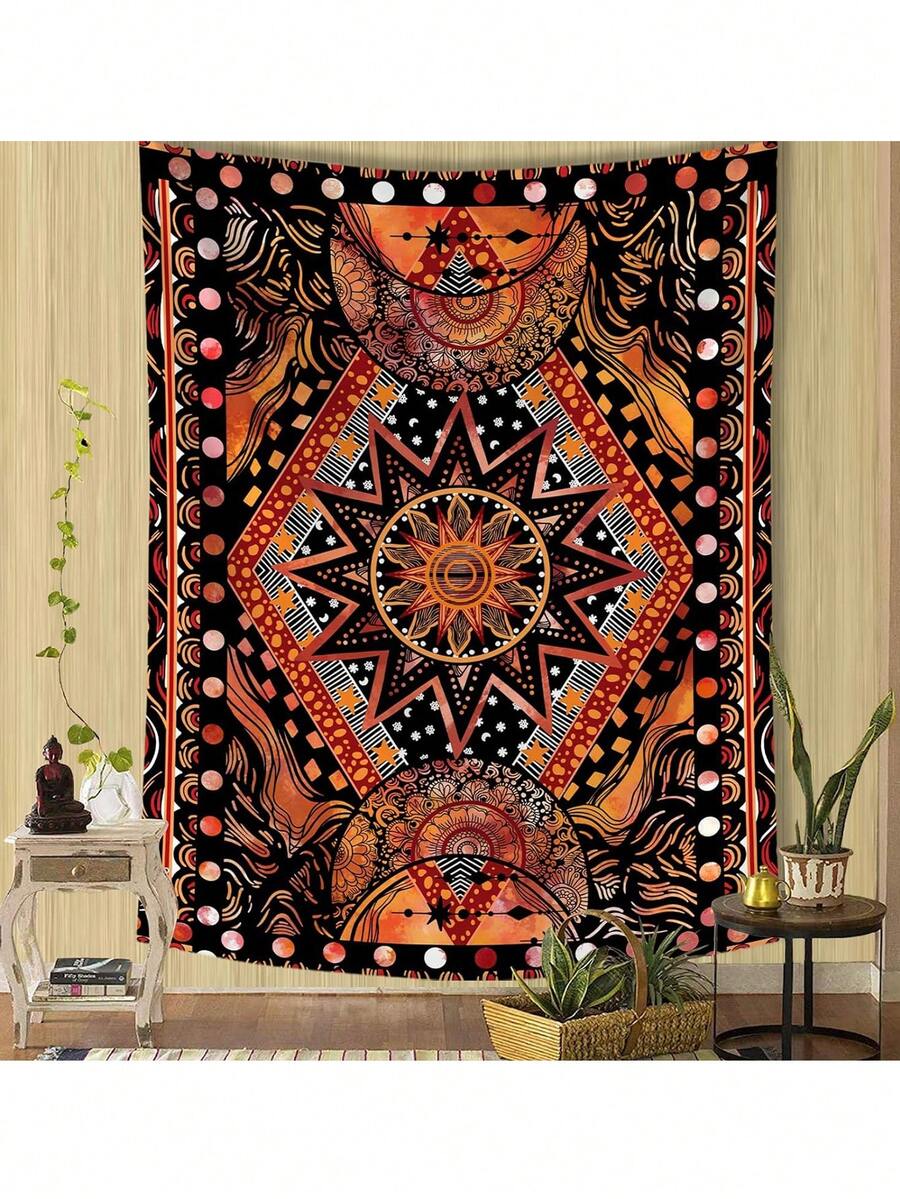 1pc Patterned Polyester Square Tapestry, Modern Wall Decor For Living ...