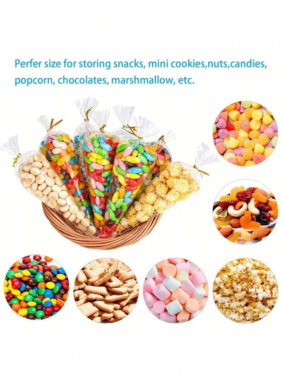 50pcs Triangle Clear Food Packaging Bags With Twist Ties, Ideal For ...