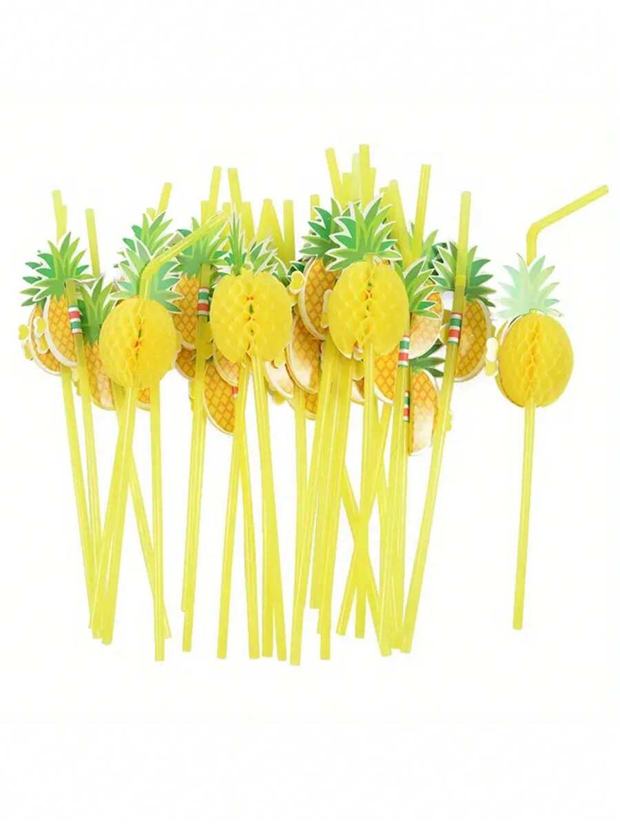 25PCS Pineapple Straws, Pineapple Drinking Straws, Tropical Cocktail ...
