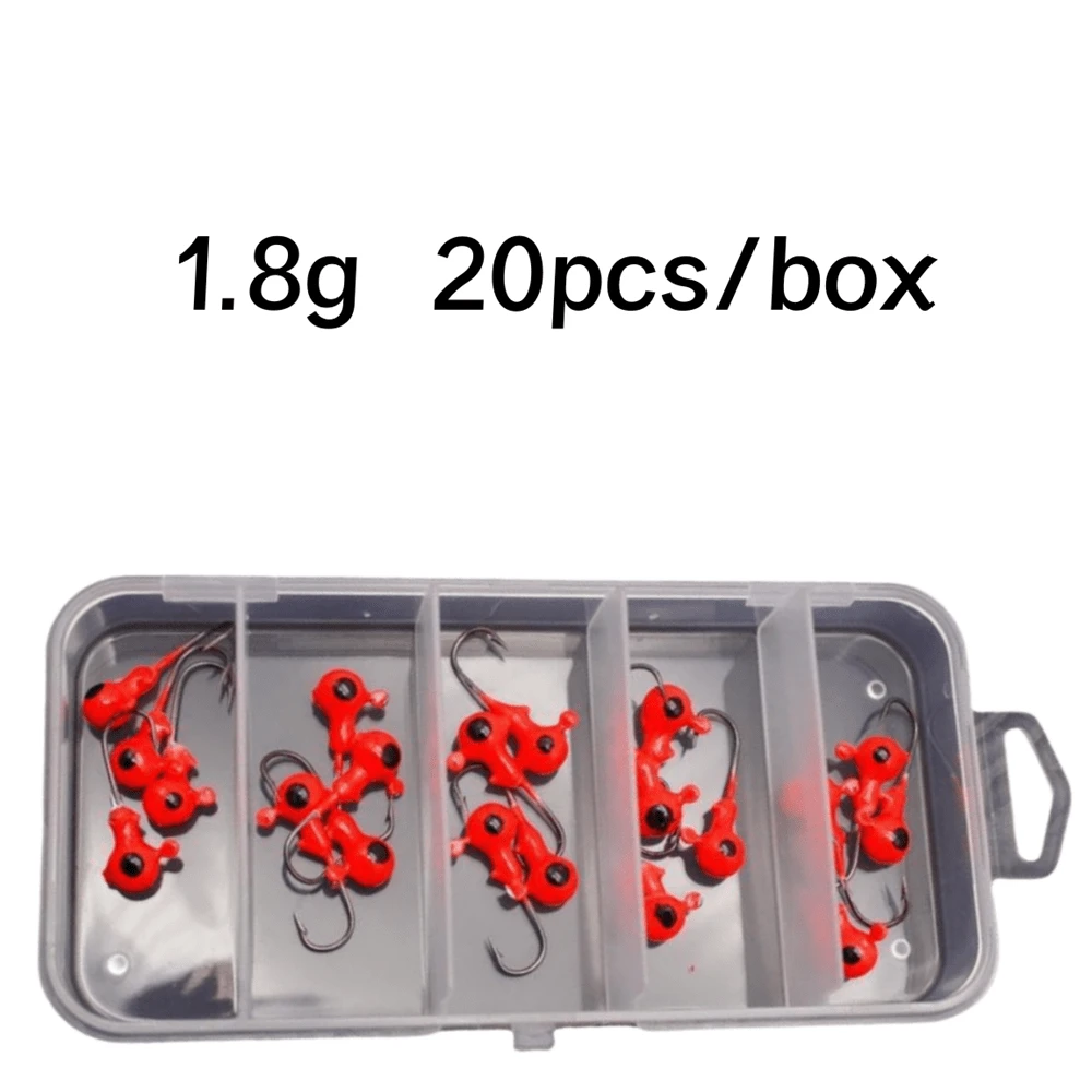 20pcs/Box Fishing Jig Heads Hooks Round Crappie Jigs 1/32-1/2OZ Fishing ...