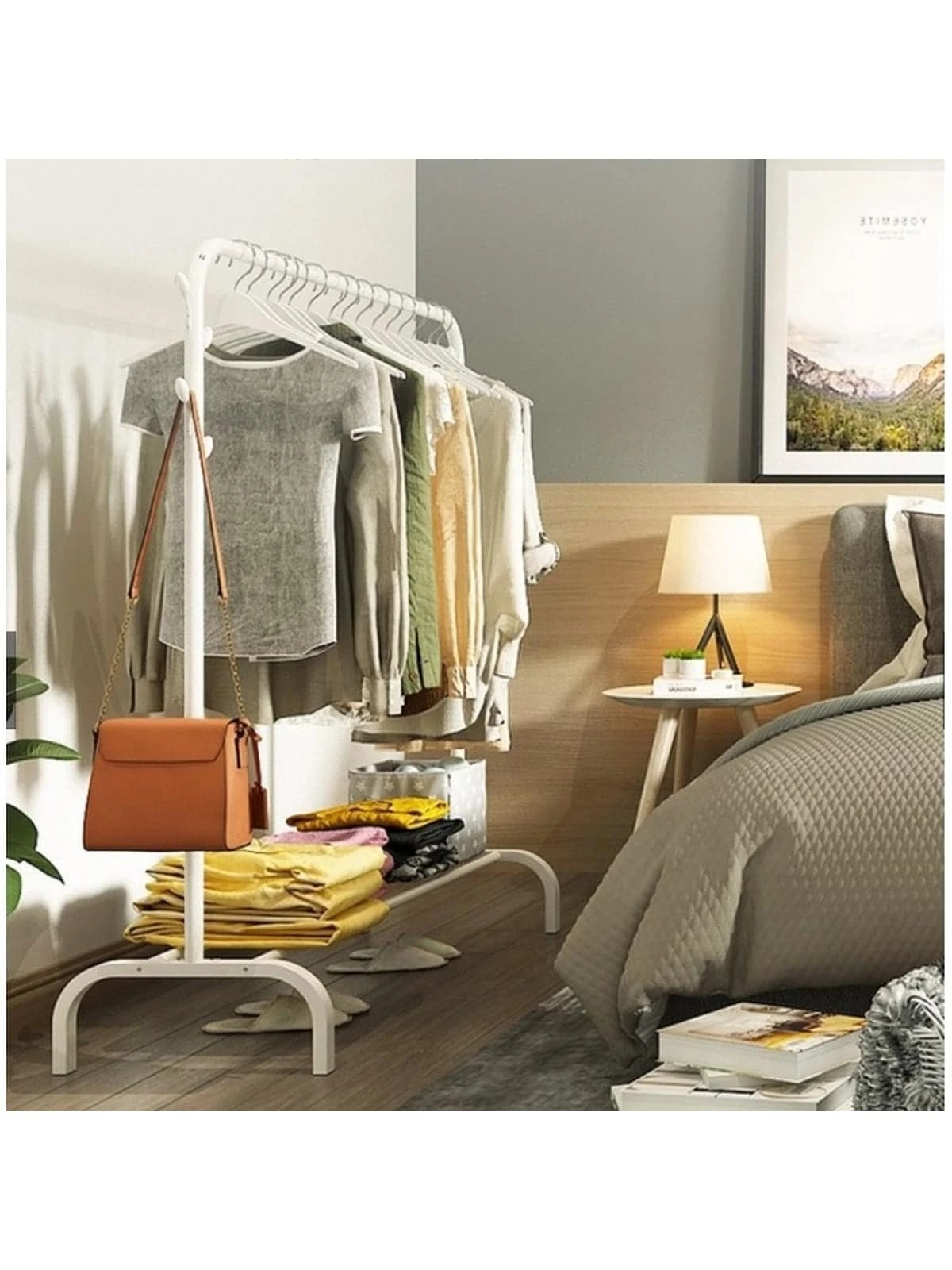 Rack de ropa reforzado Rack Perchero Acero Closet Organizador Doble ...