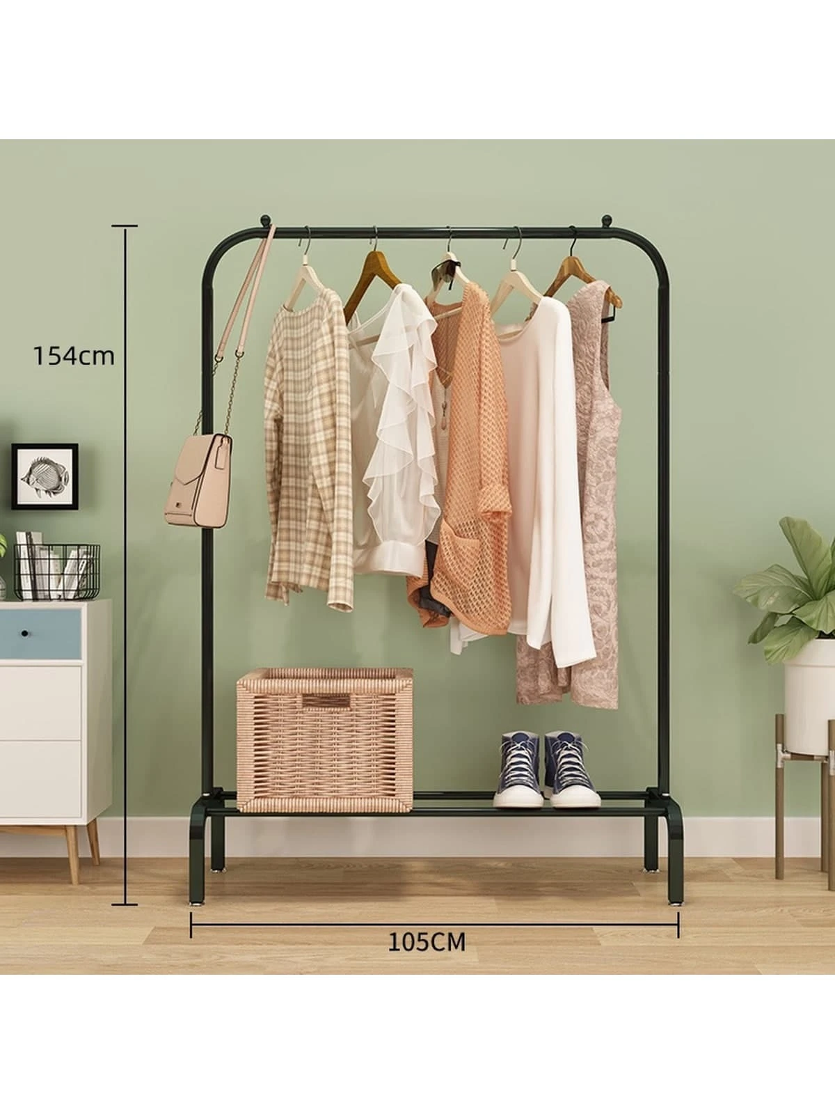 Rack de ropa reforzado Rack Perchero Acero Closet Organizador Doble ...