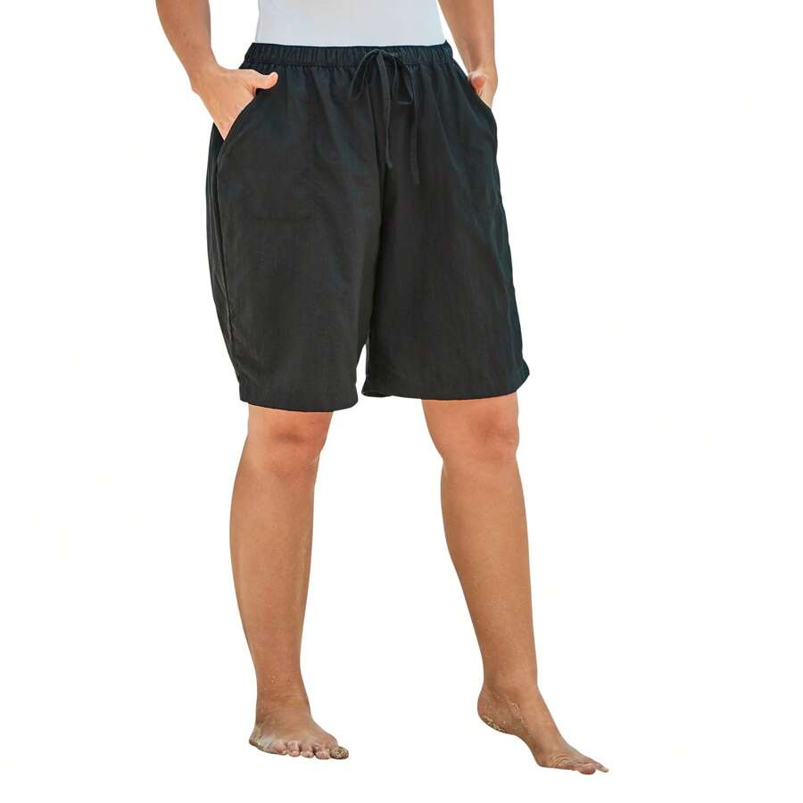 Swim 365 Women's Plus Size Taslon Cover Up Board Shorts With Built-In ...