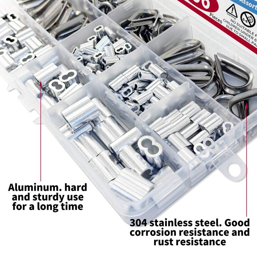 Rigging Hardware Glarks 250Pcs Stainless Steel Wire Rope Kit | 304 ...