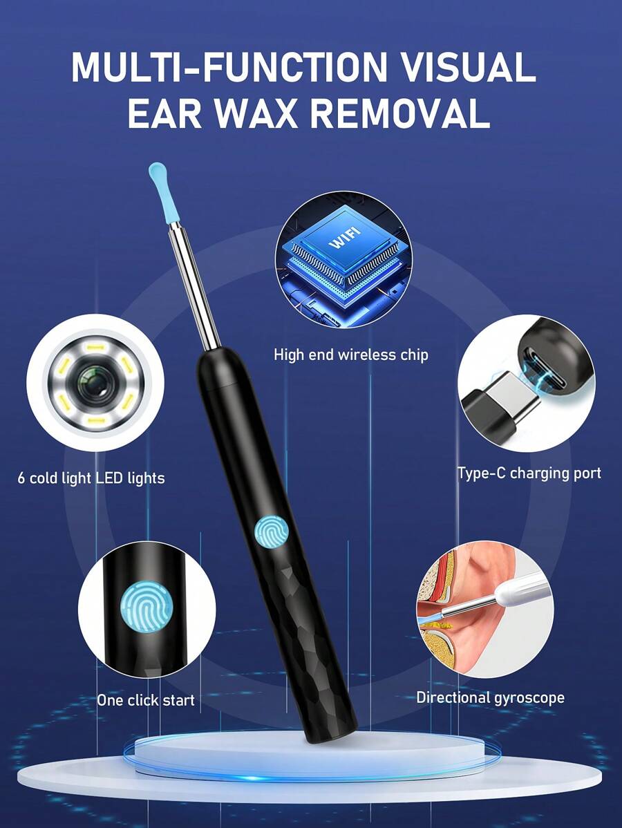 Wireless Smart Visual Ear Cleaner Otoscope , Smart Visual Ear Pick To ...
