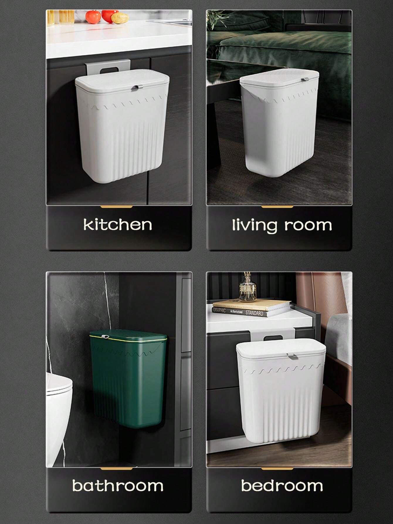 1 Kitchen Narrow-Body Trash Can With Hanging Design, Large Capacity And ...