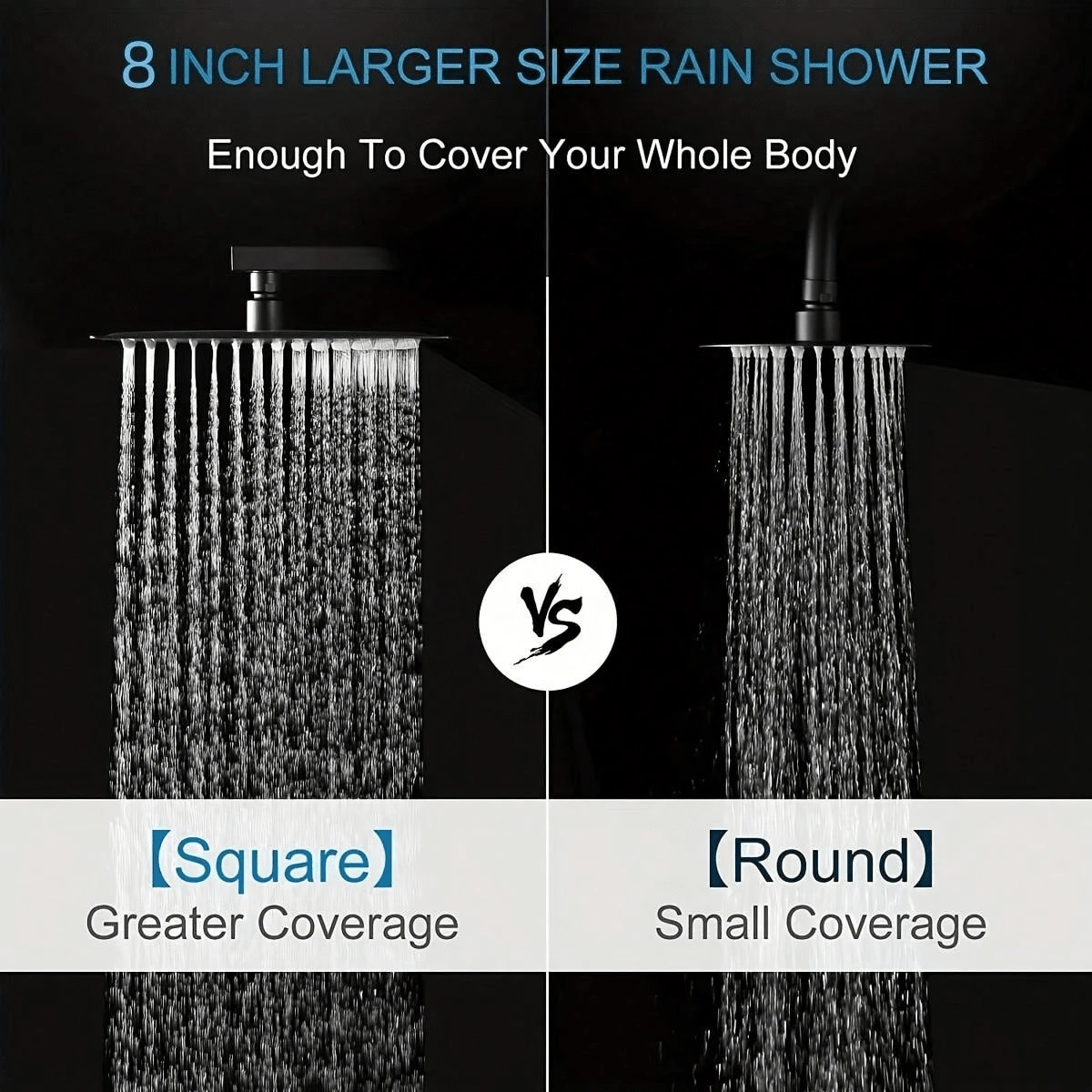 5-Function Handheld Shower Head With 8-Inch High Pressure Rainfall Stainless Steel Showerhead ...