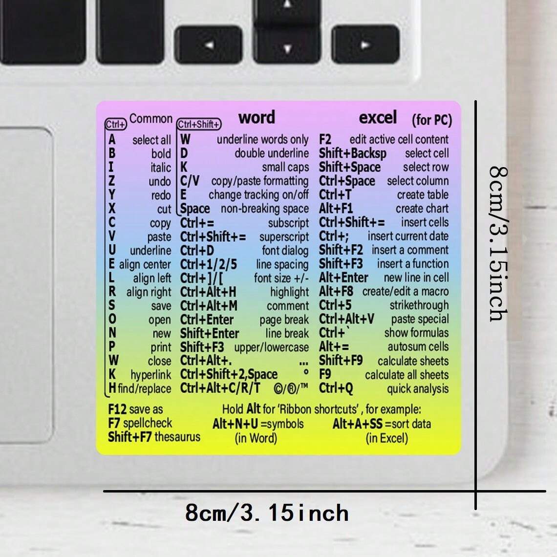 2 Sheets/Pack Colorful Keyboard Shortcut Reminder Stickers, Laptop ...