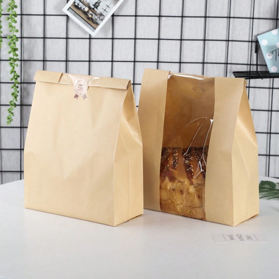 50pcs Toast Bags, Ins-Style Transparent Windowed Food Packaging Bags ...