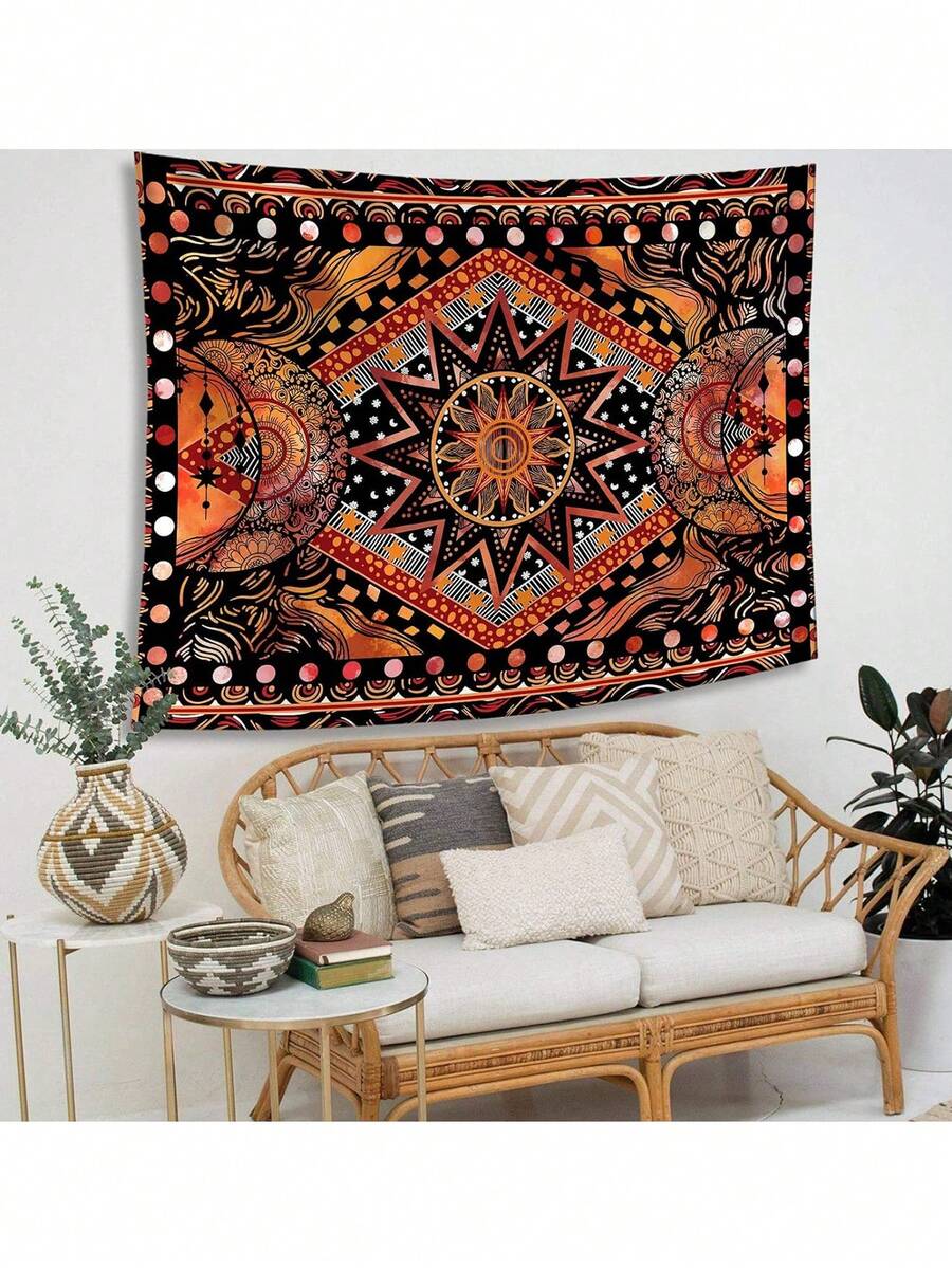 1pc Patterned Polyester Square Tapestry, Modern Wall Decor For Living ...