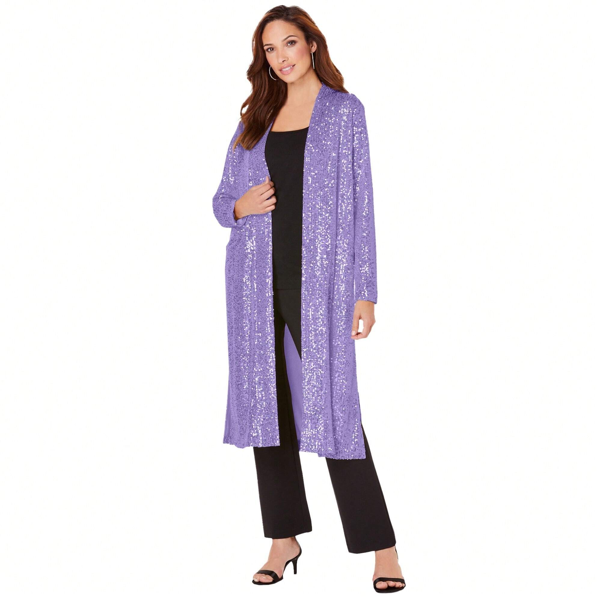 Roaman's Women's Plus Size Sequin Duster | SHEIN USA