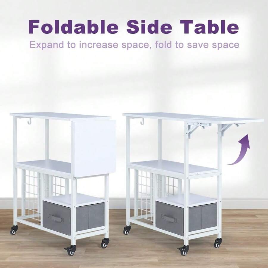 LUCKUP Organization And Storage Craft Table With 30 Vinyl Roll Holders ...