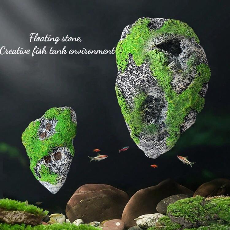 Floating rock aquarium store