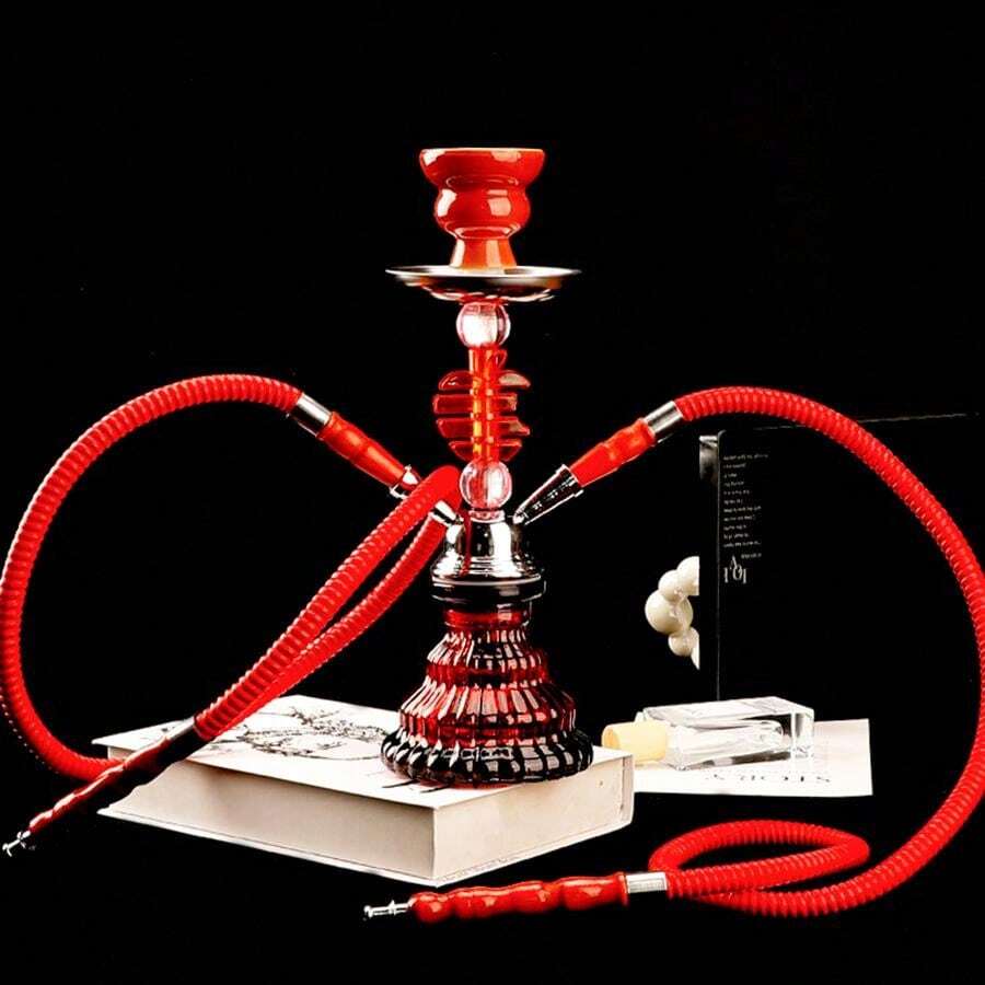 Classic Shisha Hookah Series Small Silver Base Double Hose Hookah Set ...