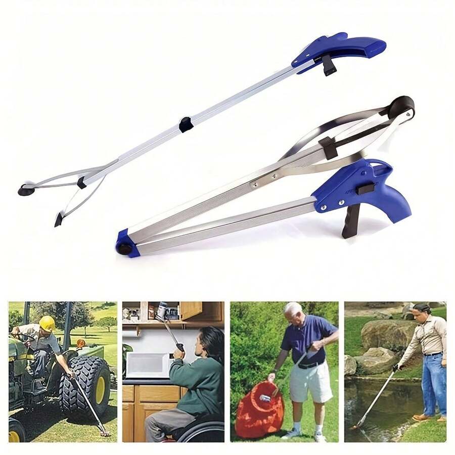 1pc Long Handle Folding Garbage Picker - Easy And Quick Litter Pickup ...