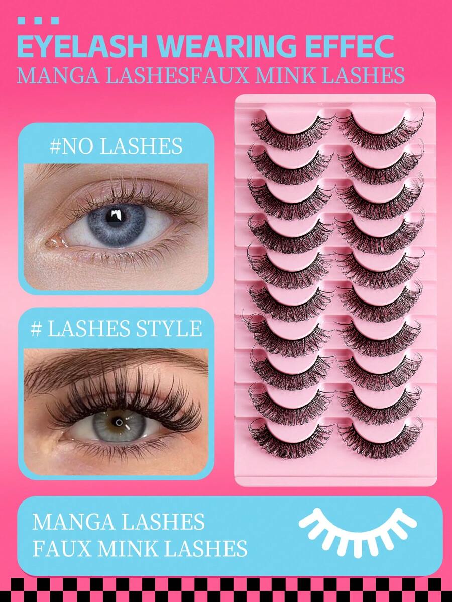 10 Pairs/Pack Fluffy Volume False Eyelashes Dramatic Messy Mink Lashes ...