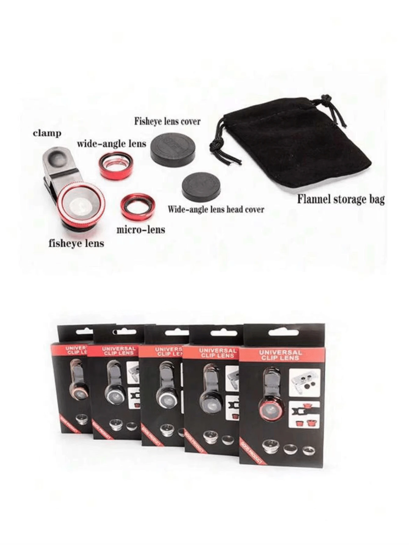 3-In-1 Mobile Phone Camera Lens Fisheye Wide Angle Macro Lens Kit, Portable Clip-On Cellphone ...