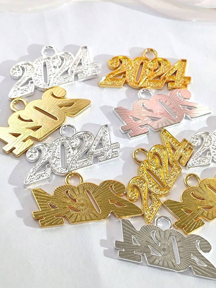 6pcs/Set 2024 Charms Alloy Year Pendant Graduation Charms, 2024 ...