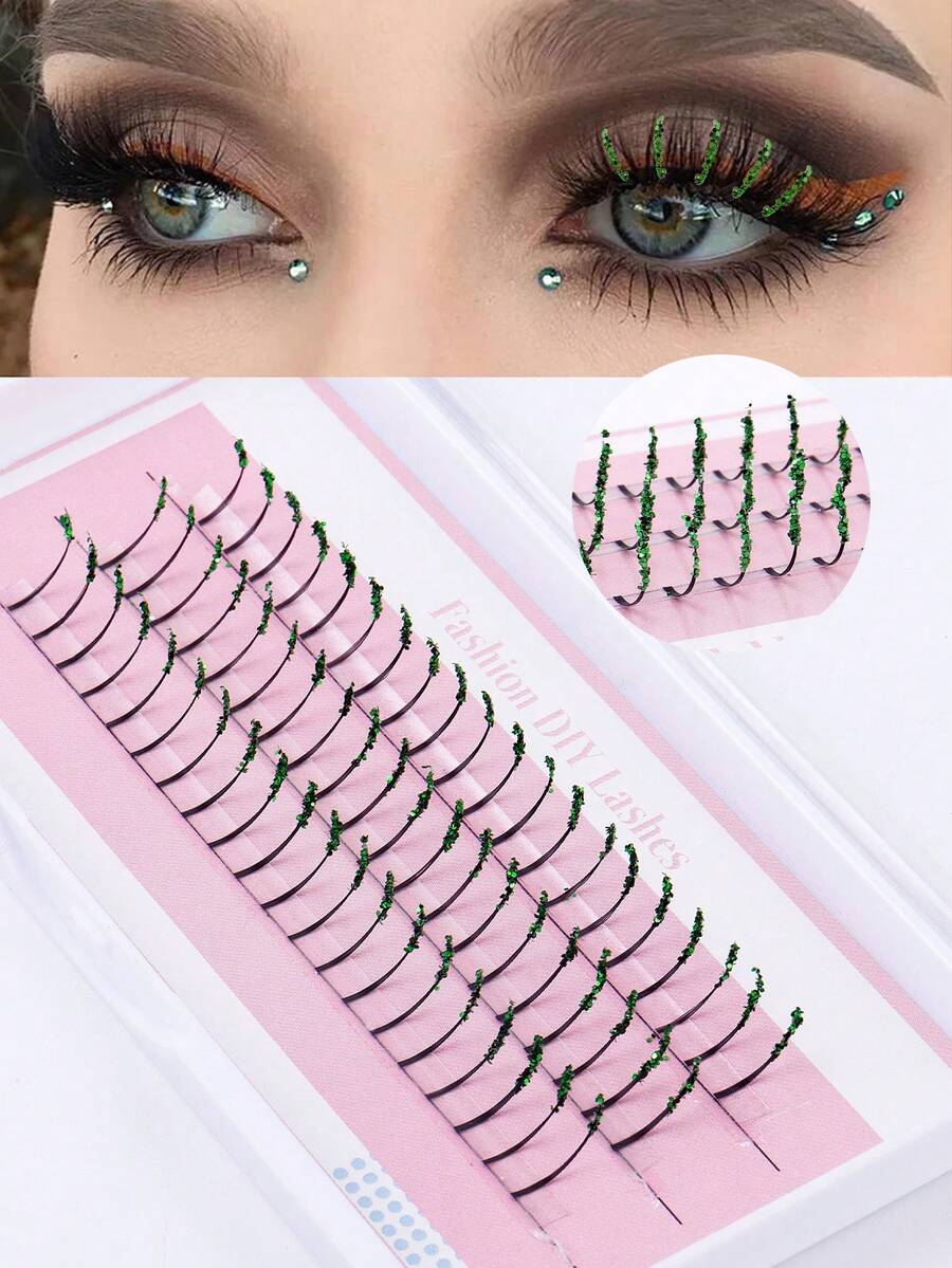 60-Cluster Sectional Lower False Eyelashes With Sparkling Sequins ...