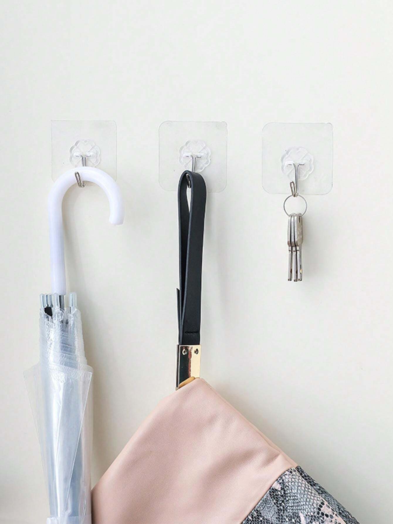 10pcs/30pcs Clear Adhesive Hooks, Strong Non-Trace Sticky Hangers For ...