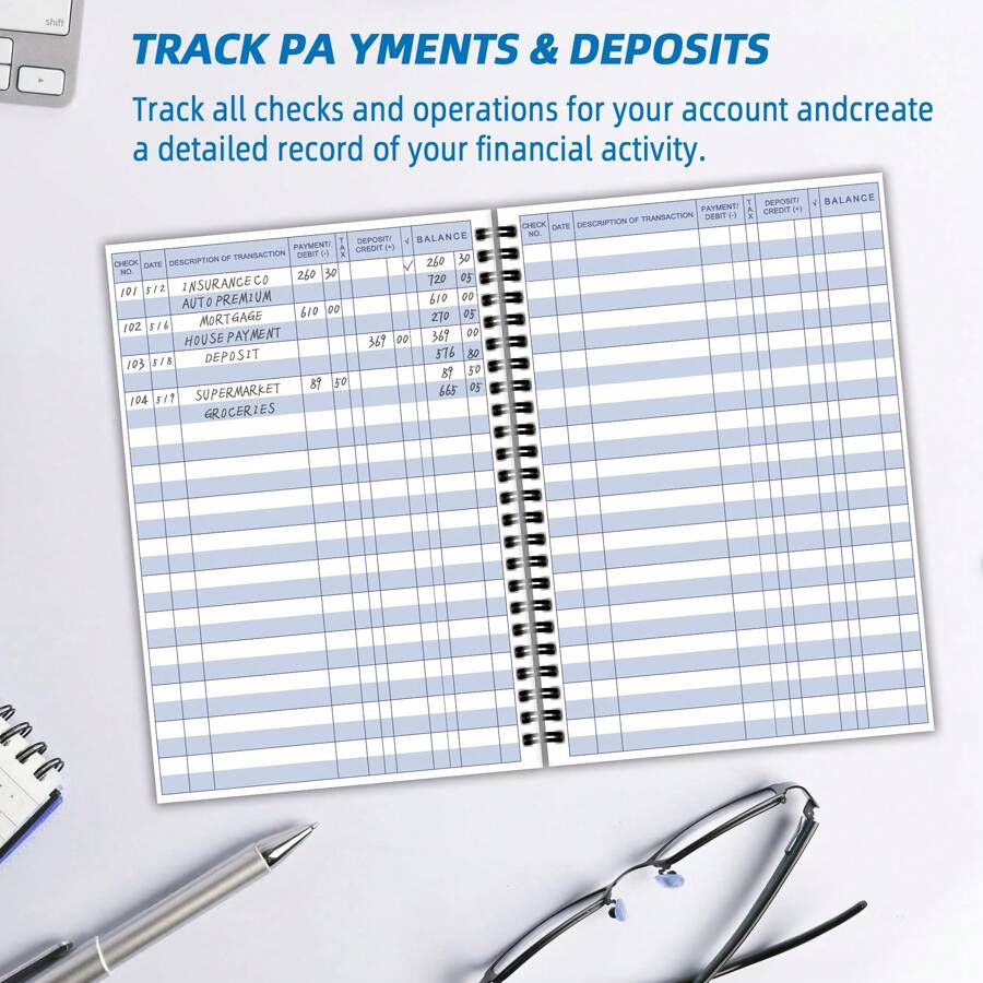 1pc Personal Check Register - Checkbook Ledger For Tracking ...