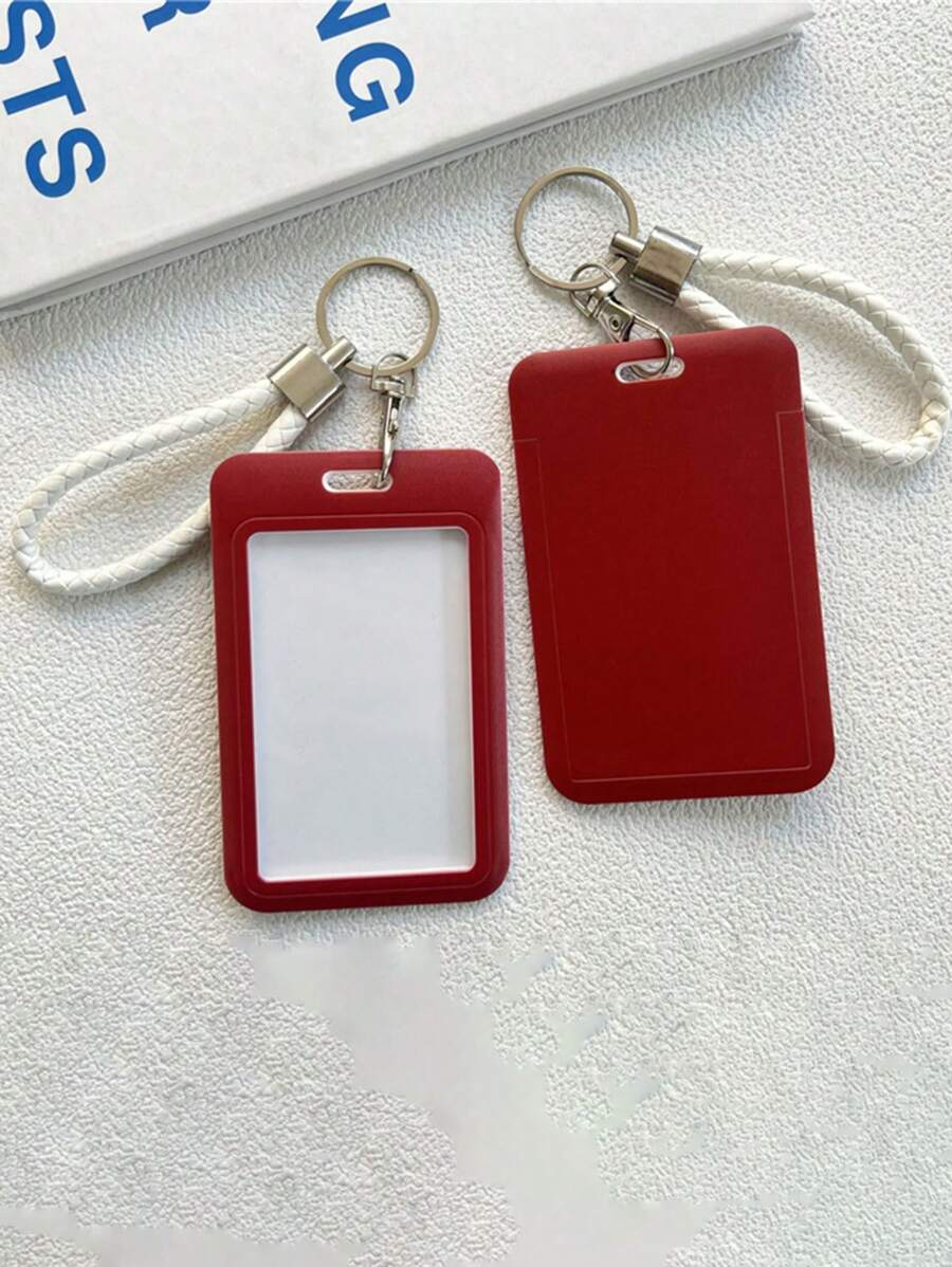 1 Solid Color Hard ID Card Holder, Plastic Bus Card Protective Cover ...