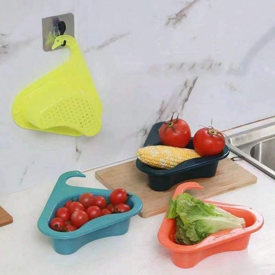 Swan-Shaped Sink Drain Basket, Blue, Multi-Functional Plastic Vegetable ...