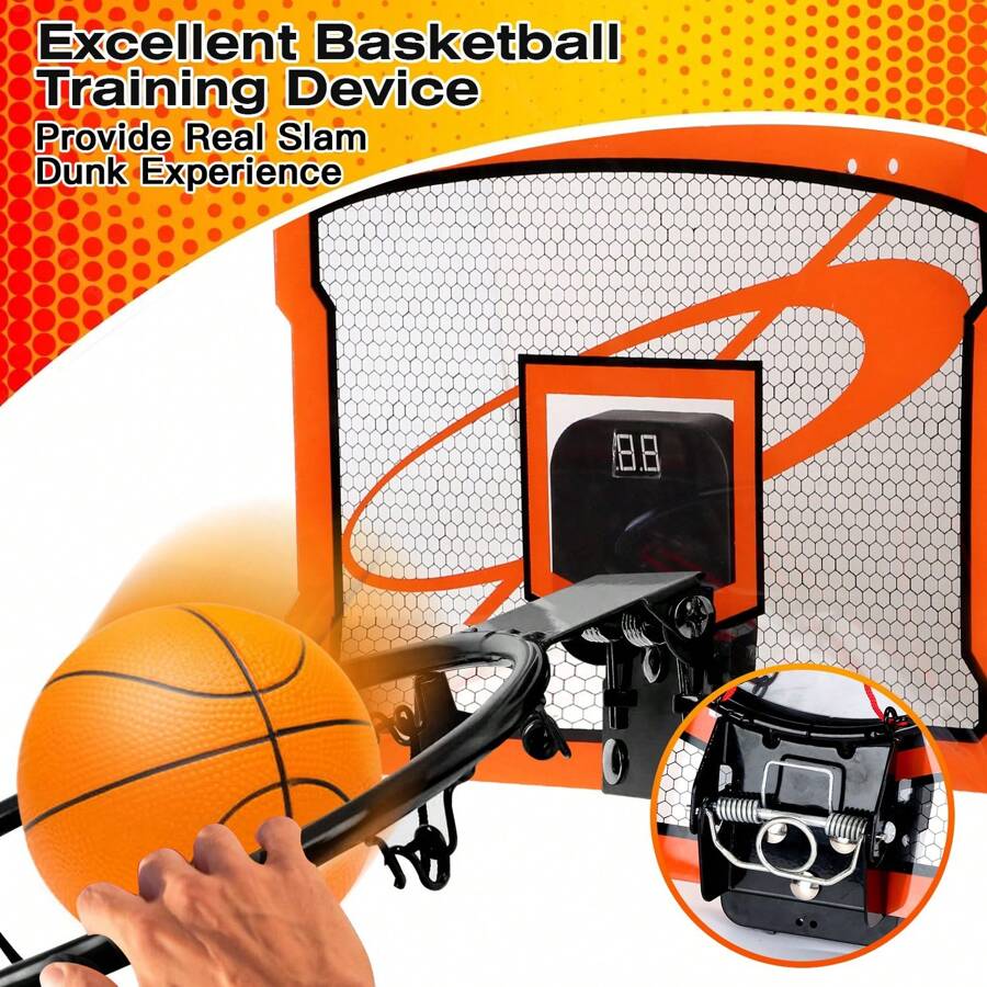 1Pc Indoor Mini Basketball Hoop Set Over Door Basketball Hoop With 4 ...